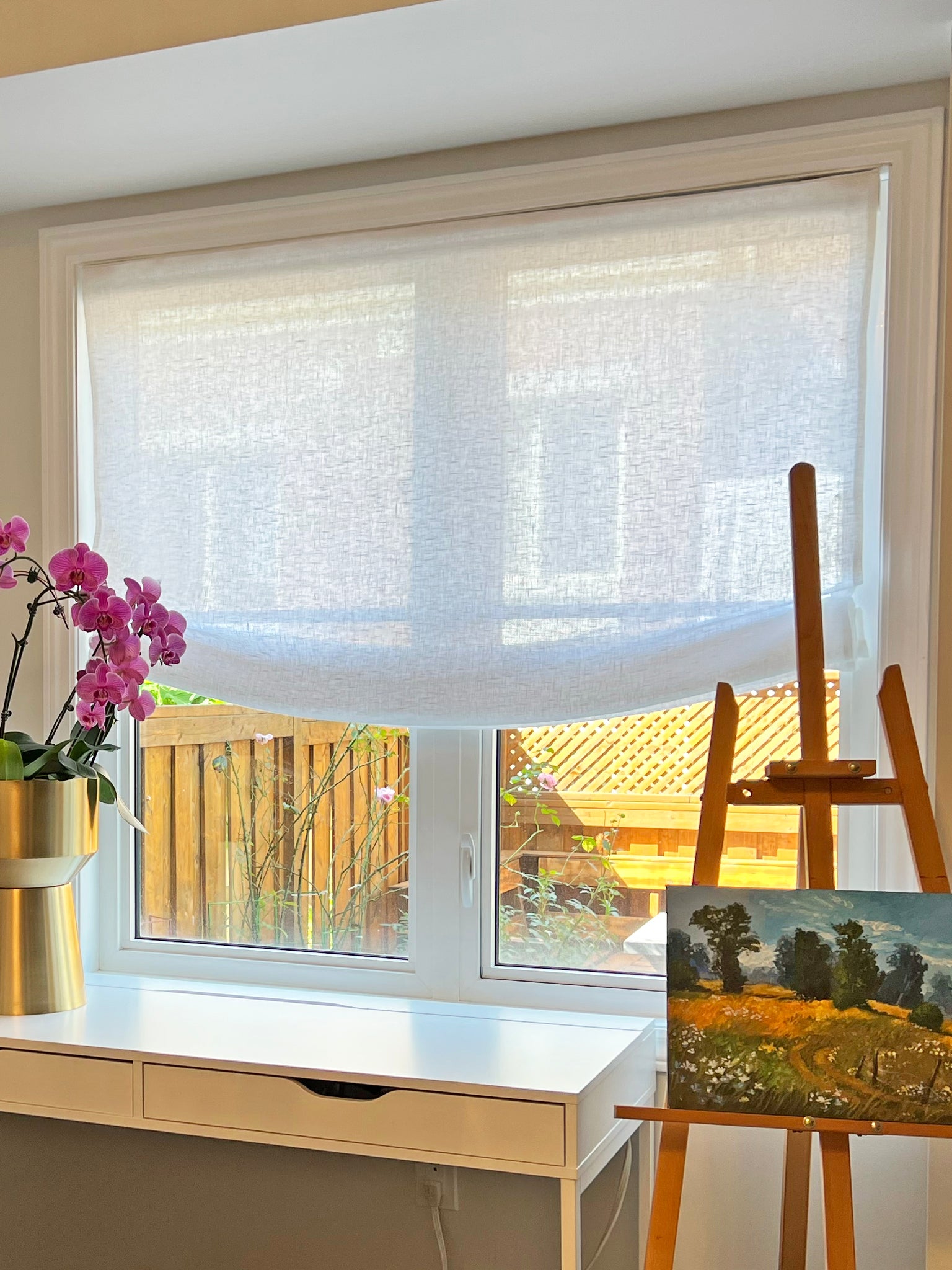 Custom Roman Shade fabric Cordoba, Sheer Linen Shade, European Relaxed ...
