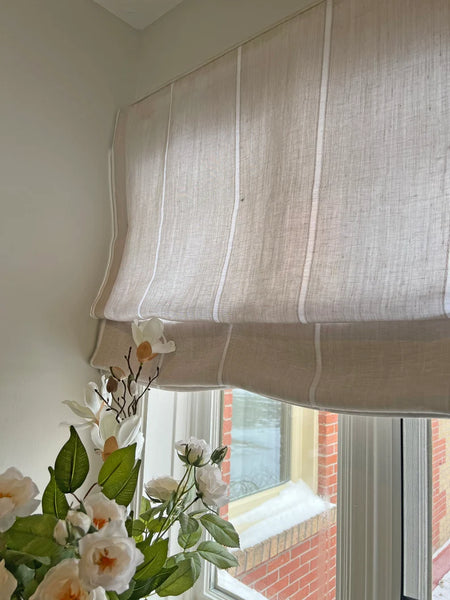 Linen Roman Shades, Sorrento Sand with chain mechanism, Italian 100% L ...
