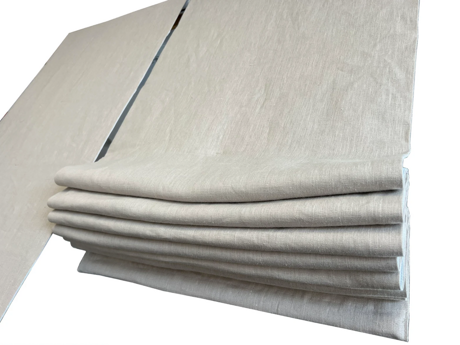 Luxury Relaxed 100% Linen Roman Shade "Tuscany", shades with chain mec ...