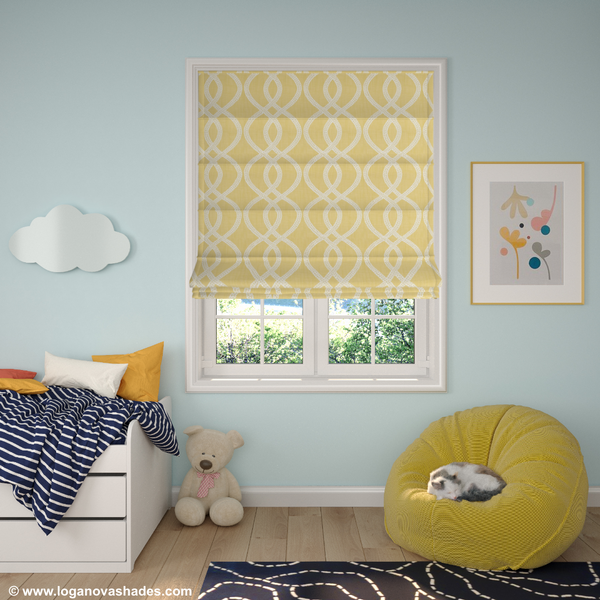 Custom Cascade Roman Shade "Palisades" – LOGANOVA Shades