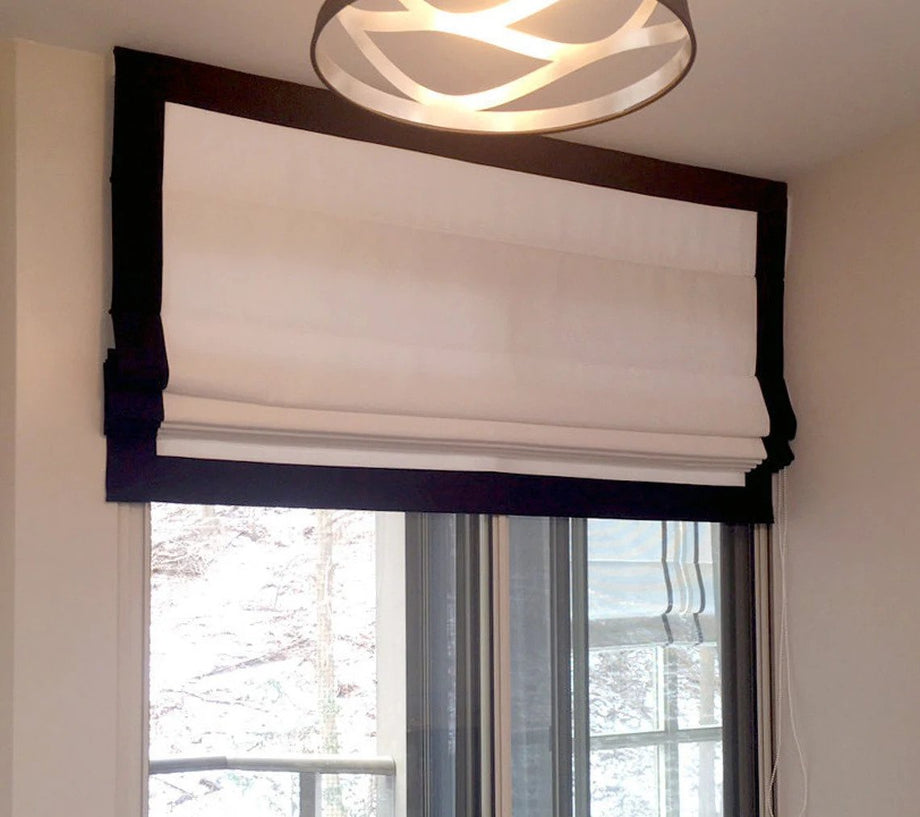 Custom Roman Shade "White with 4 sides Black Border", roman shade with ...