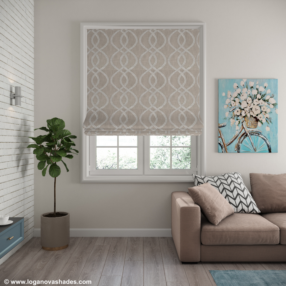 Custom Flat Roman Shades "Palisades" – LOGANOVA Shades